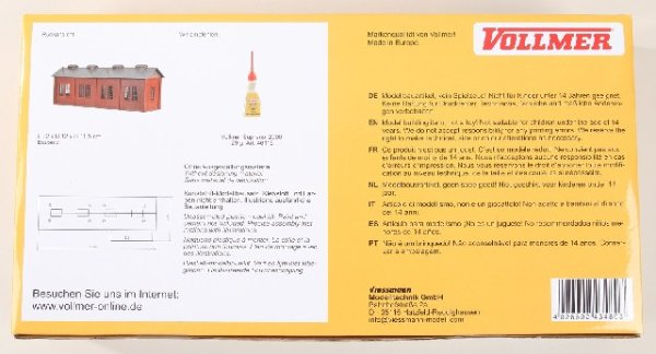 Vollmer 43480 H0 Lokschuppen mit Türschließvorrichtung,einständig, 52,50