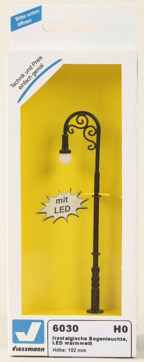 Viessmann 6030 H0 Nostalgische Bogenleuchte, LED warmweiß, 17,95