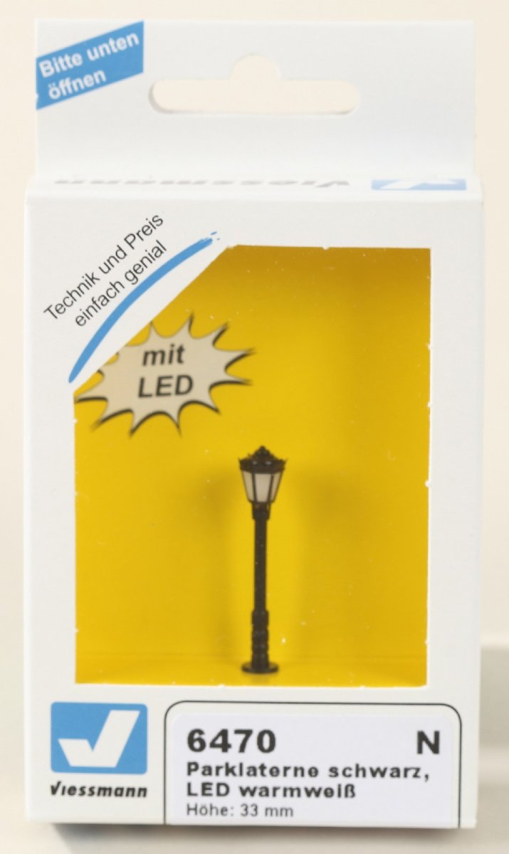 Viessmann 6470 N Parklaterne schwarz, LED warmweiß, 12,95