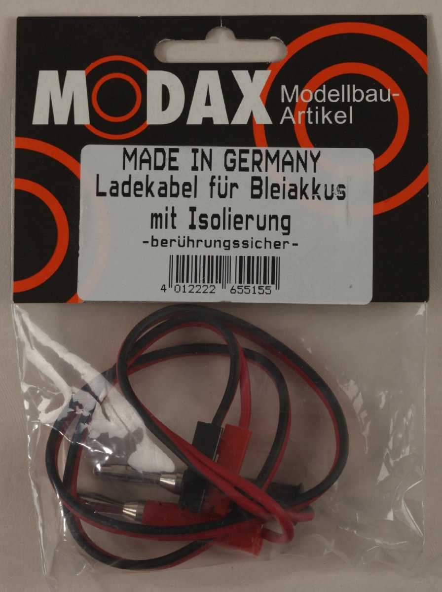 Modax 65515 Ladekabel für Blei-Akku 2 x 1,5mm², 5,00