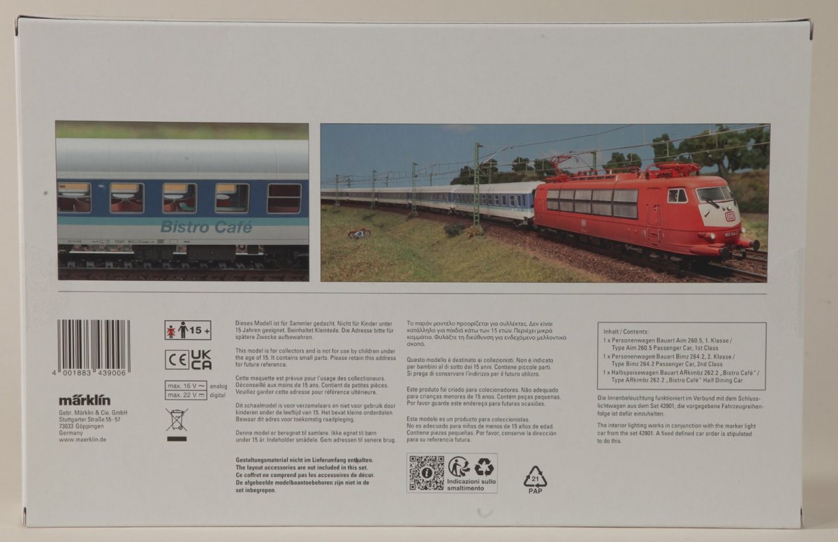 Märklin 43900 Schnellzugwagen-Set IR DB, Ep. V, 299,00